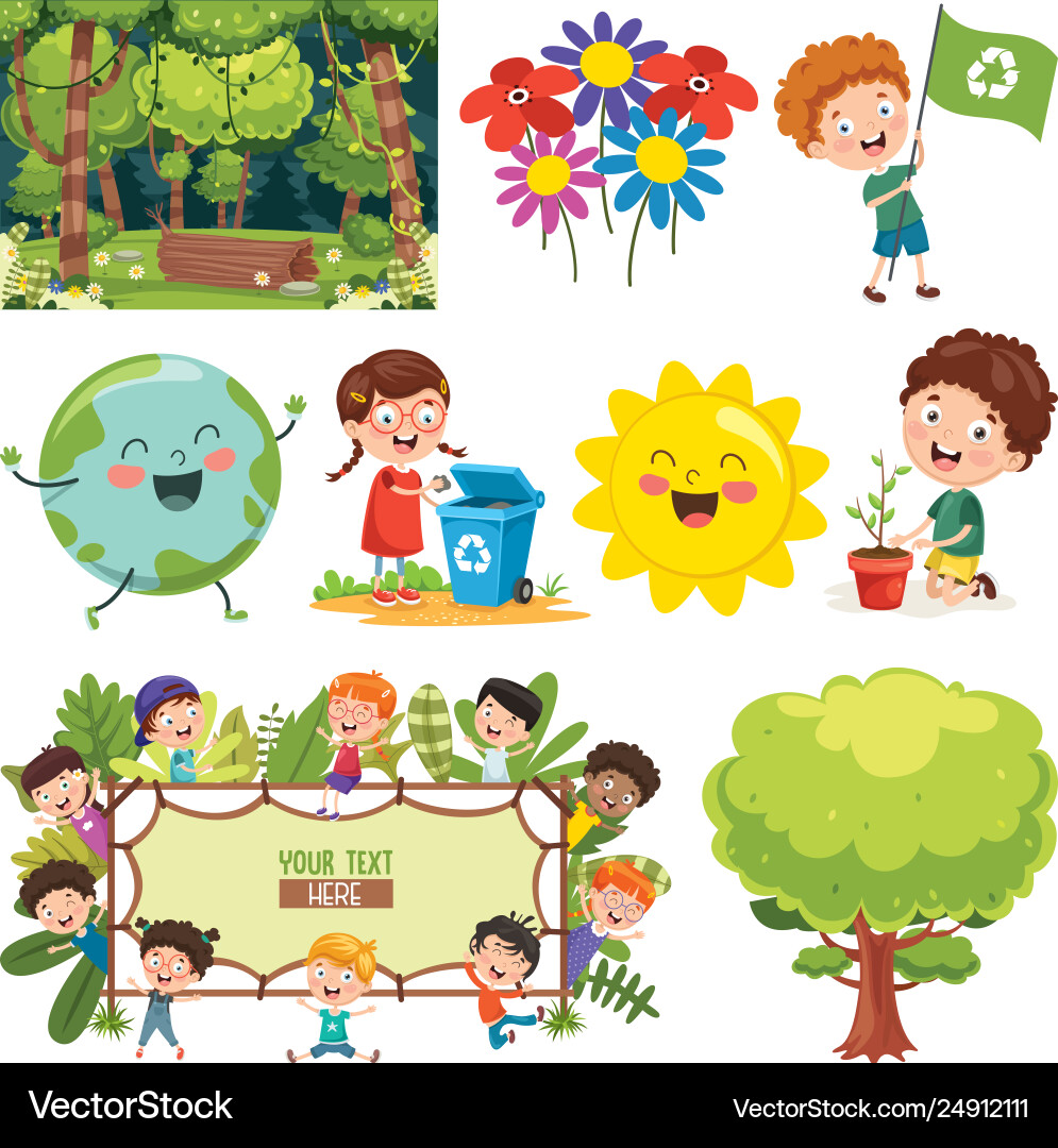 Environmental Elements & Kids Royalty Free Vector Image