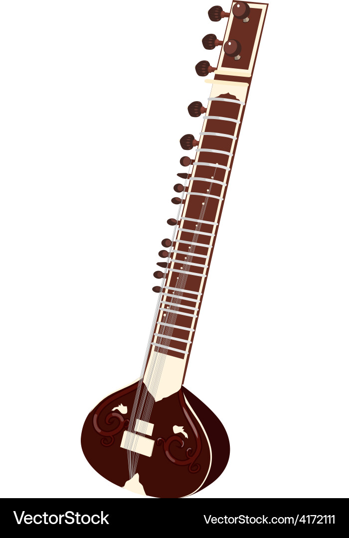Indian musical instruments - sitar Royalty Free Vector Image