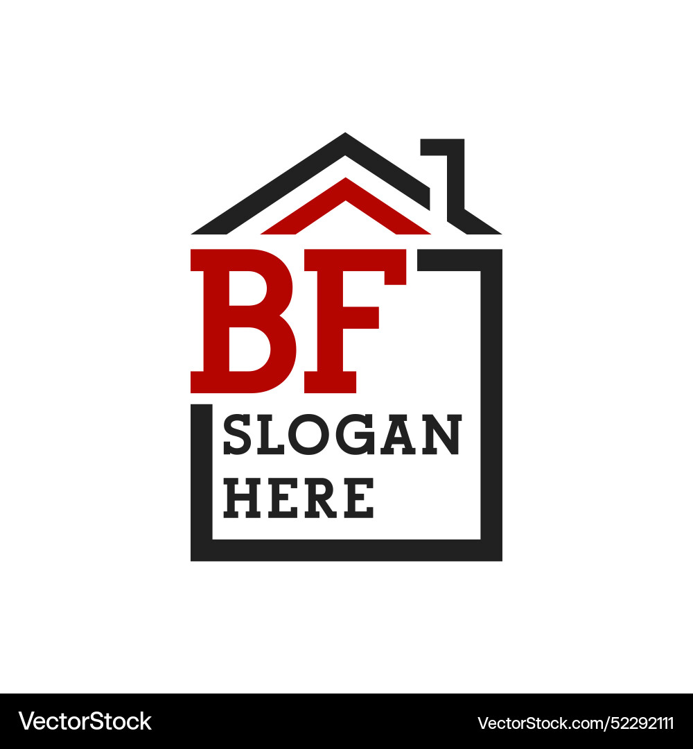 Initial bf house logo for roofing letter real Vector Image