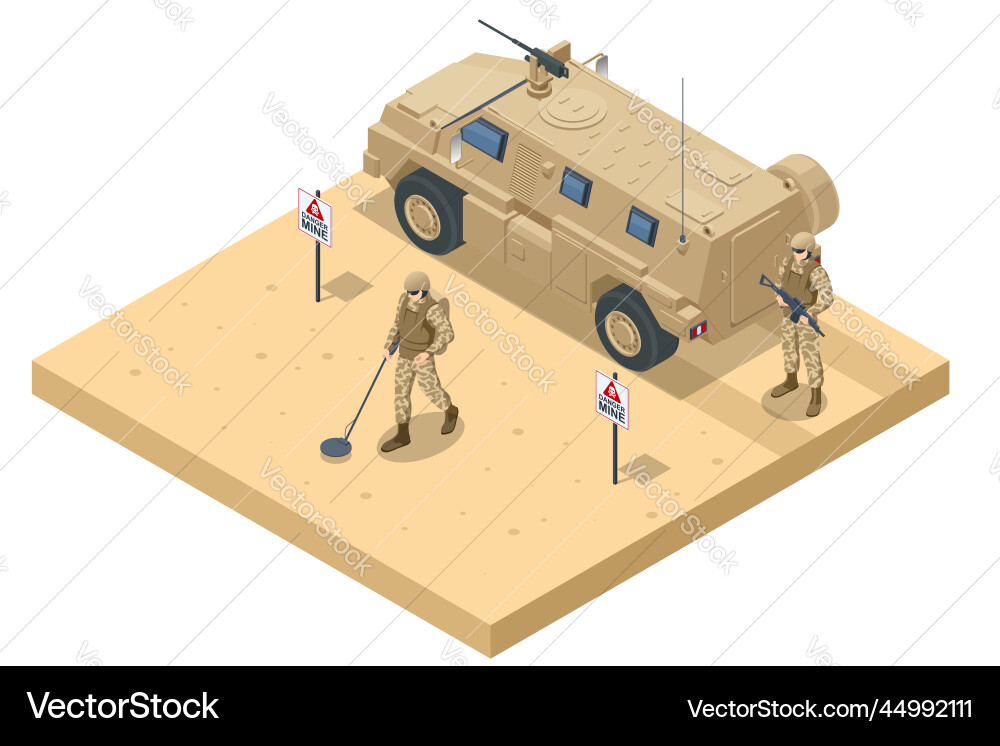 Isometric soldiers mine military landmine Vector Image