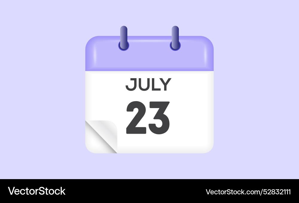 July 23 - calendar and time planner daily Vector Image