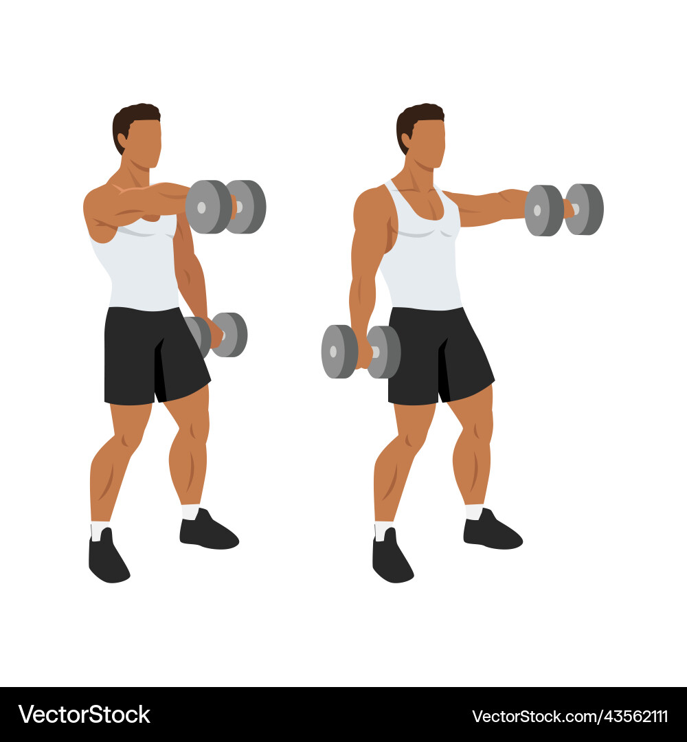 Man doing dumbbell front raise exercise Royalty Free Vector
