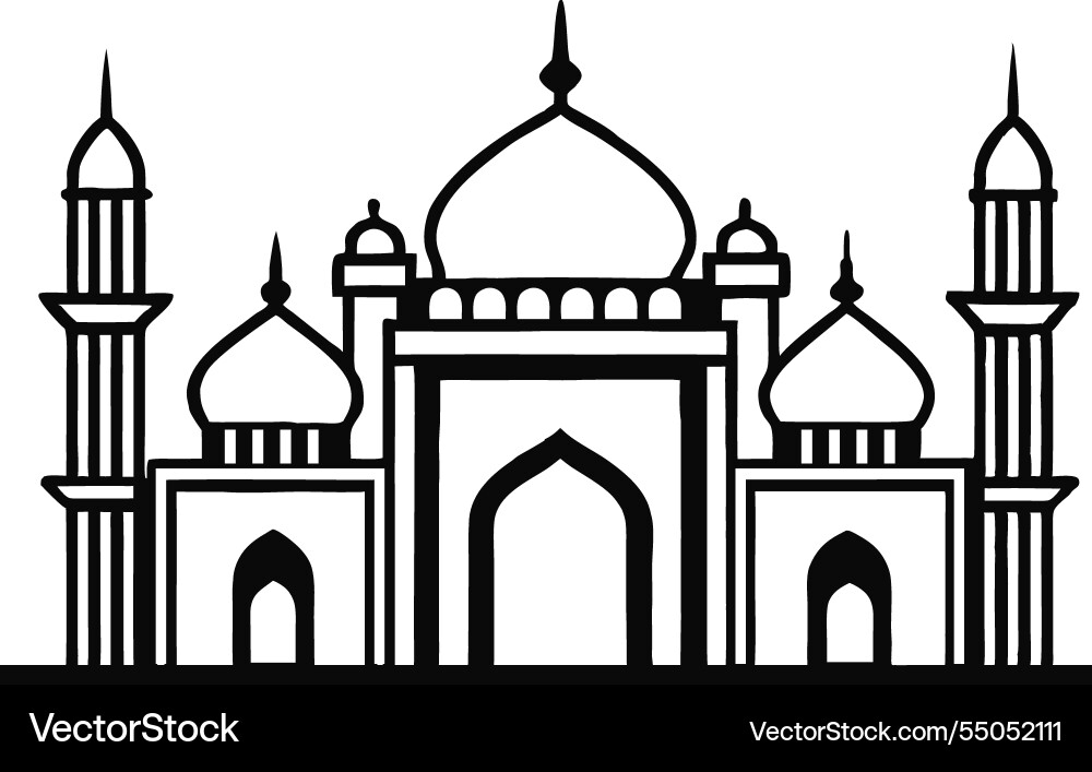 Minimalist mosque icon with domes and minarets Vector Image