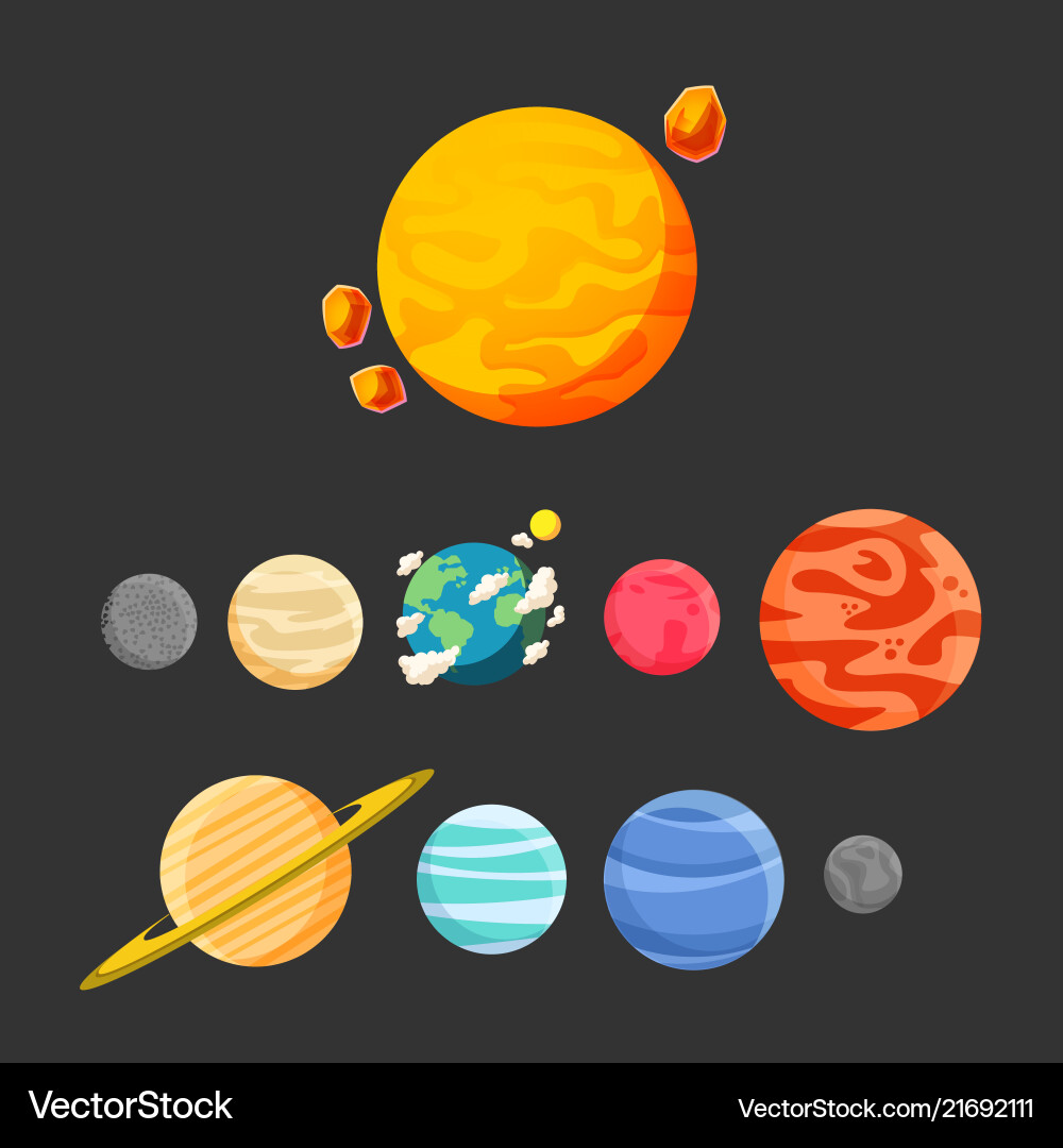 Planet icon set design black background ima Vector Image