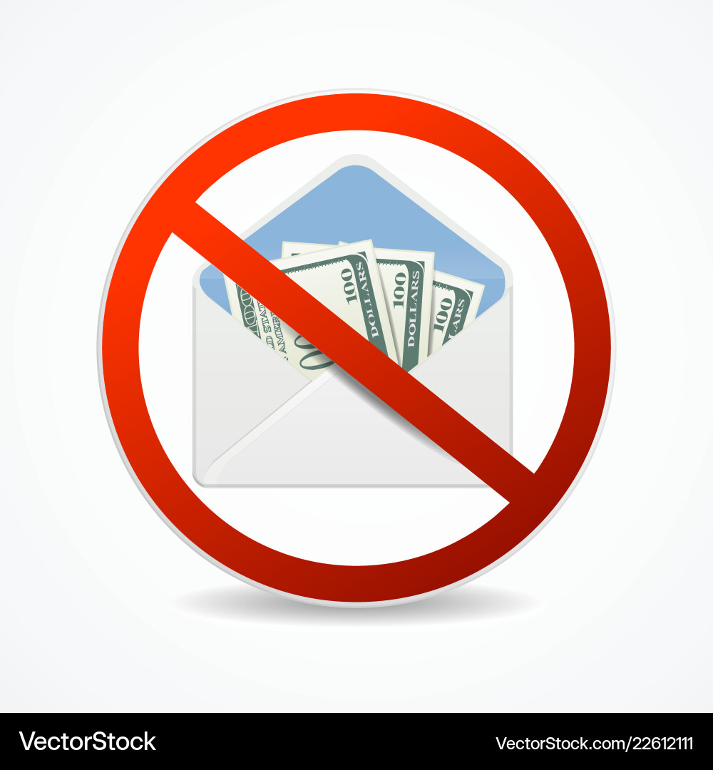 Realistic detailed 3d no corruption sign Vector Image