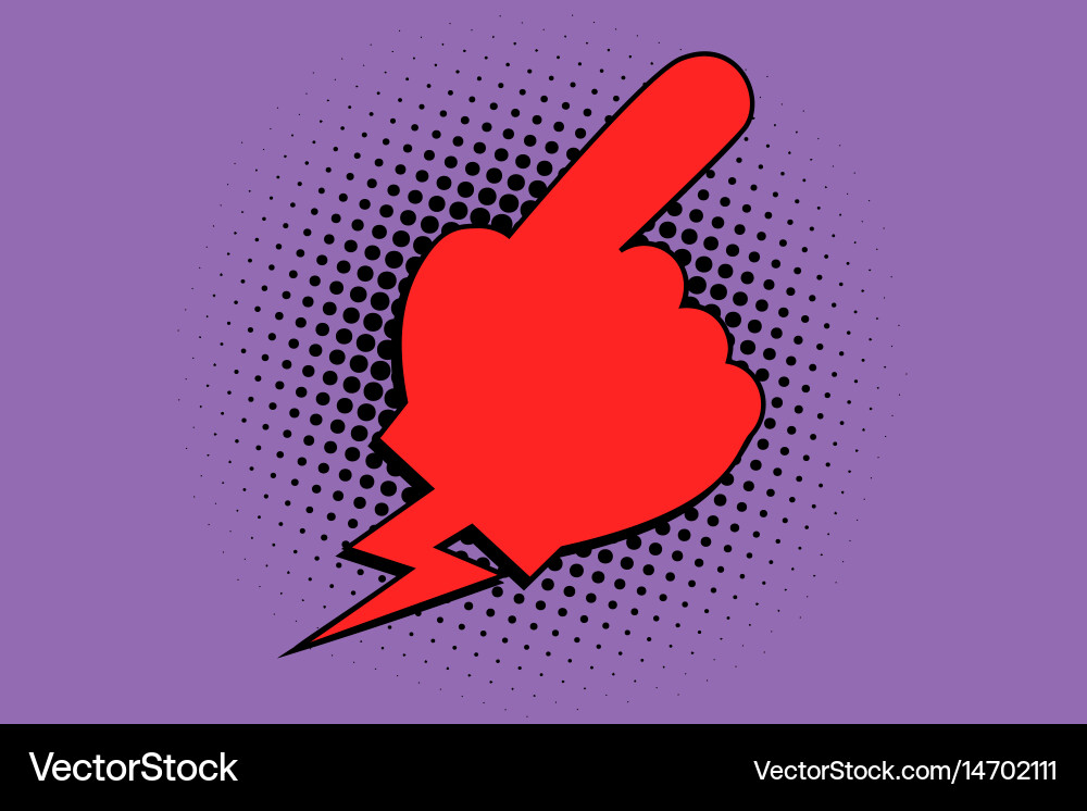 Red hand pointer comic bubble Royalty Free Vector Image