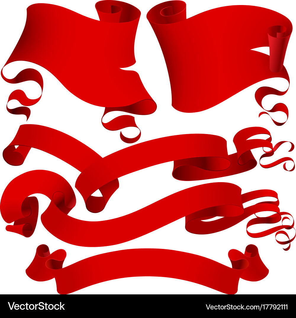 Red ribbons set Royalty Free Vector Image - VectorStock