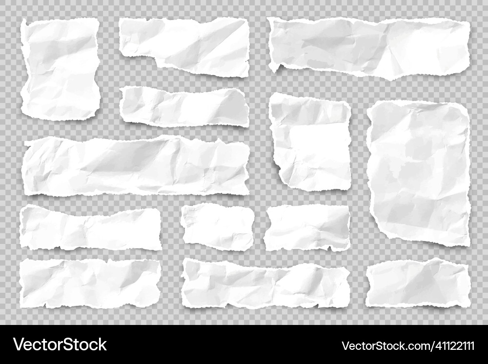 Ripped paper strips on transparent background Vector Image