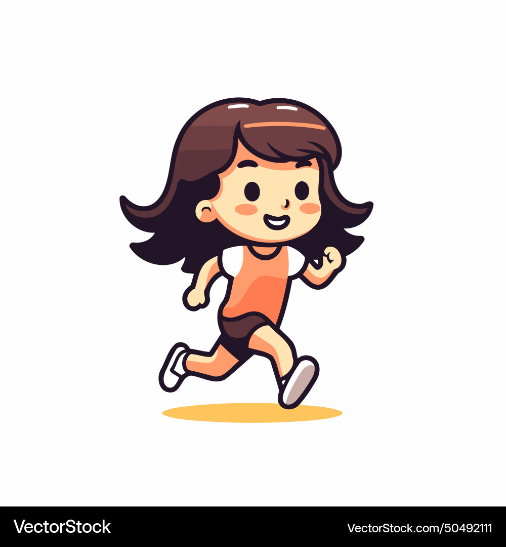 Running girl cartoon character isolated Royalty Free Vector