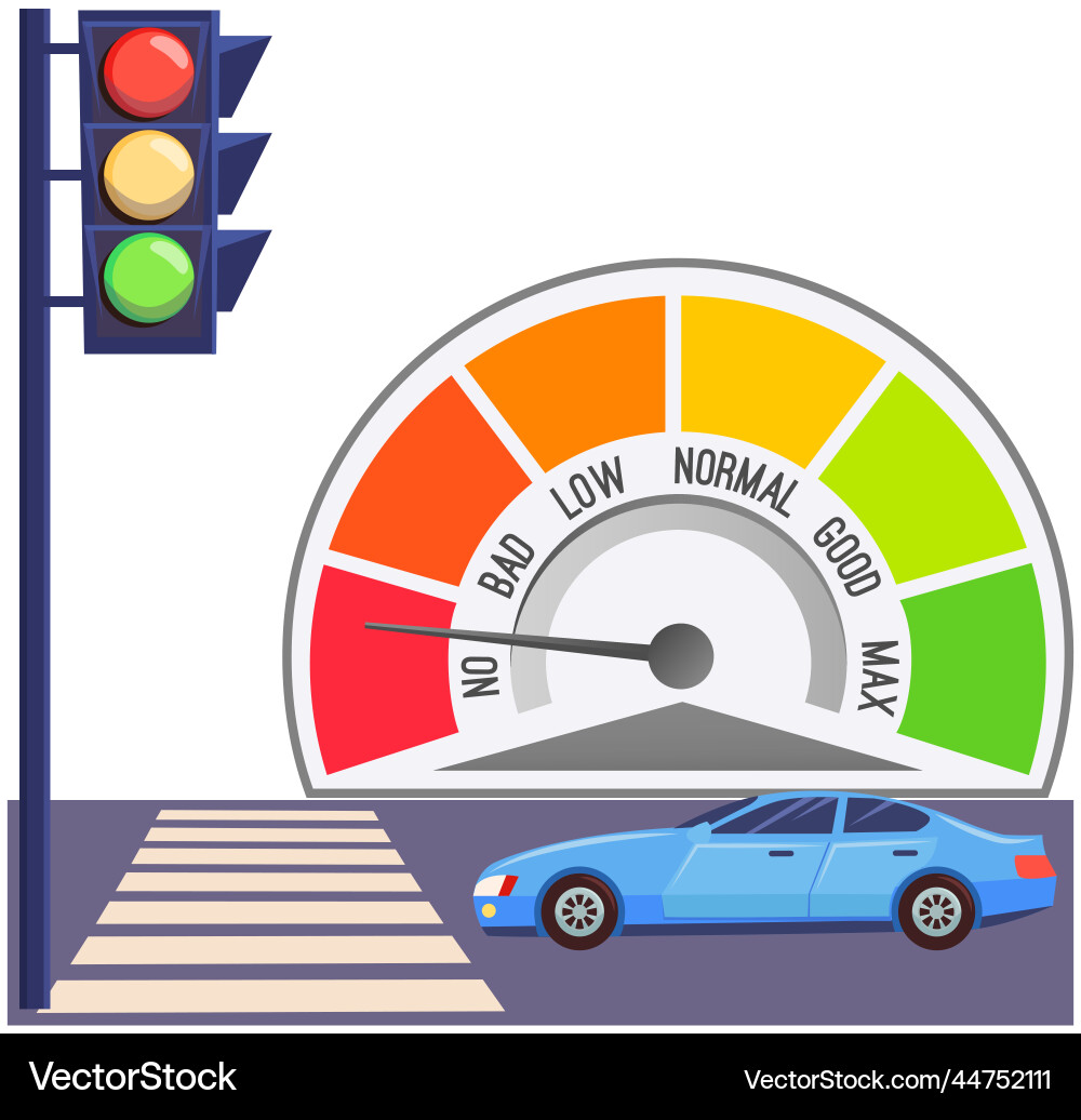 Stopped Car at Red Light – Royalty-Free Vector | VectorStock