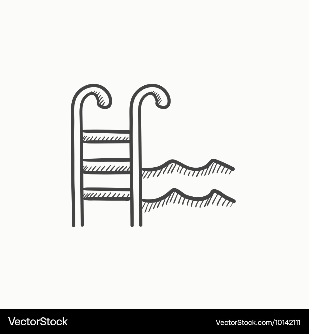 Swimming pool with ladder sketch icon Royalty Free Vector