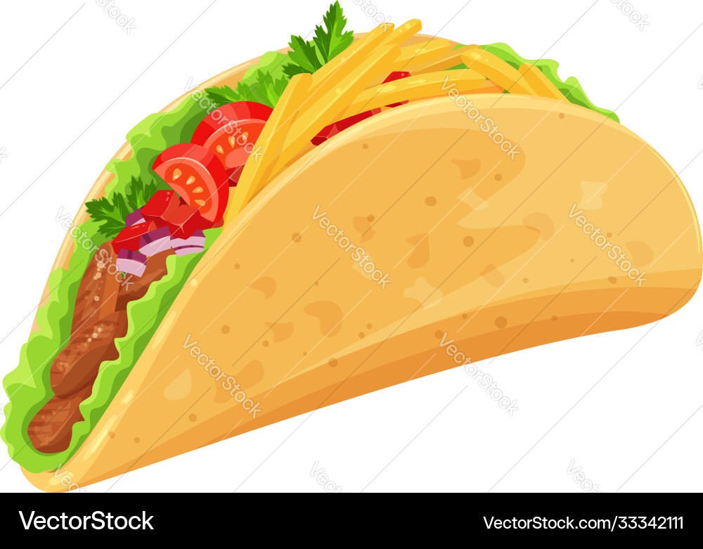 Tacos with meat and vegetable Royalty Free Vector Image