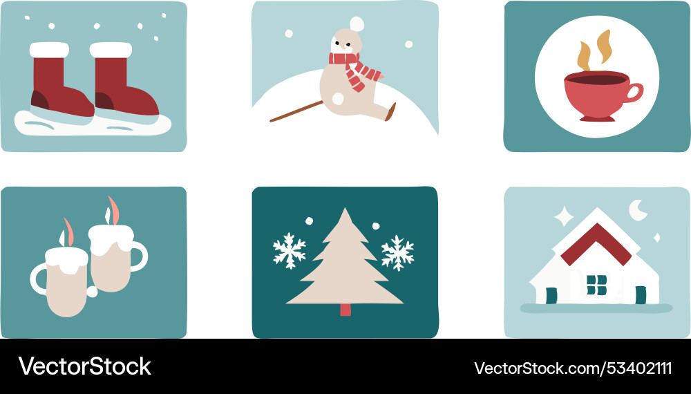 Winter wonderland themed icon set Royalty Free Vector Image