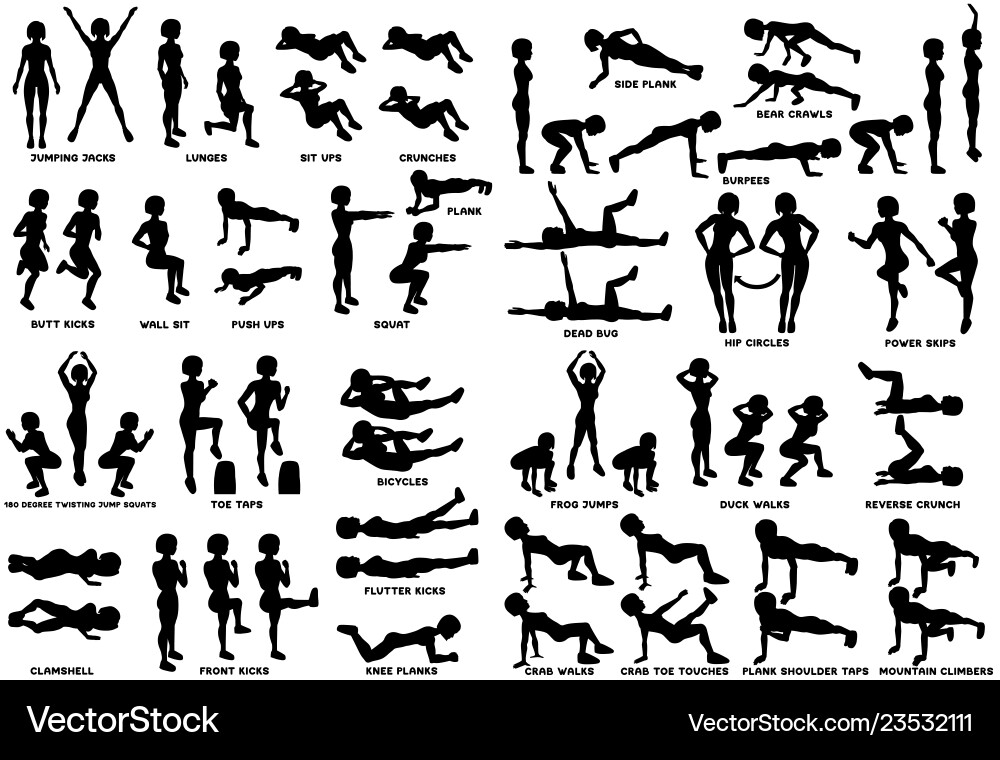 Woman Workout Exercise Silhouettes Royalty Free Vector Image