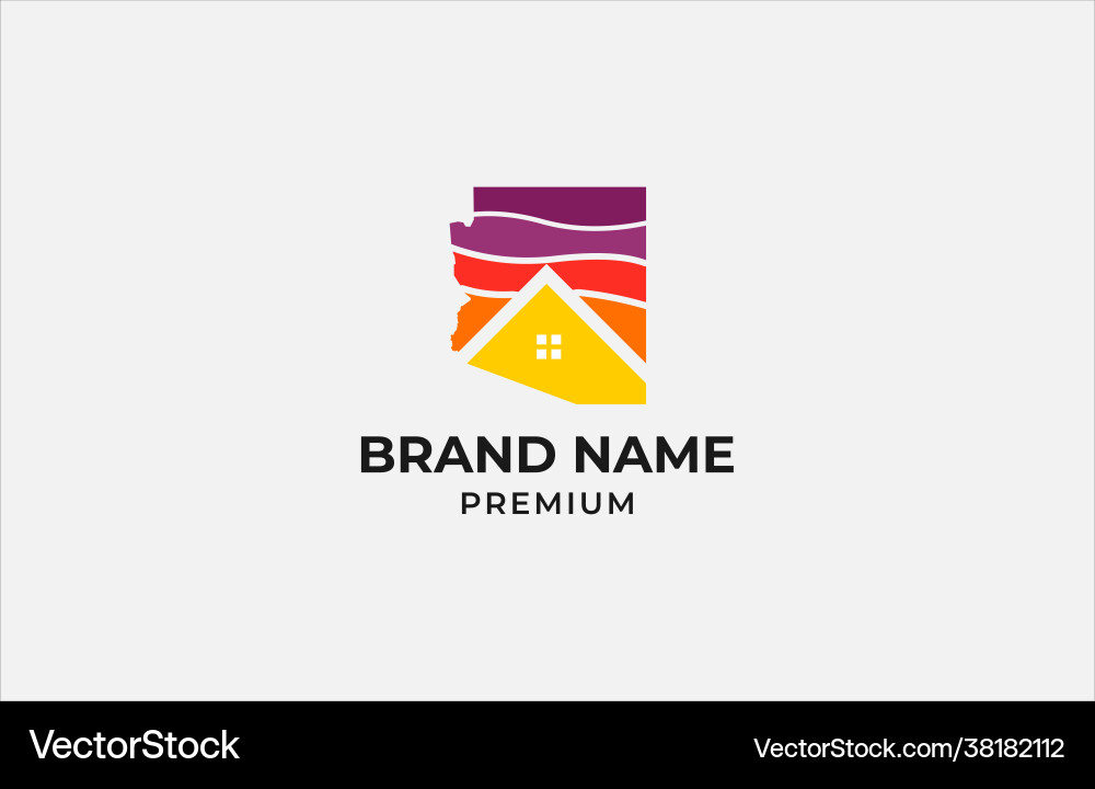Arizona map house logo template Royalty Free Vector Image