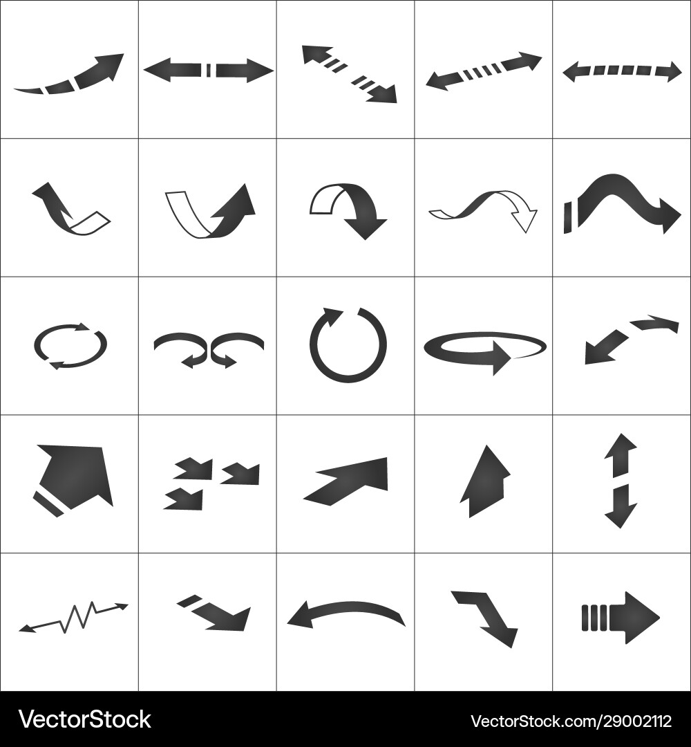 Arrows icons set for 3d design pointers Royalty Free Vector