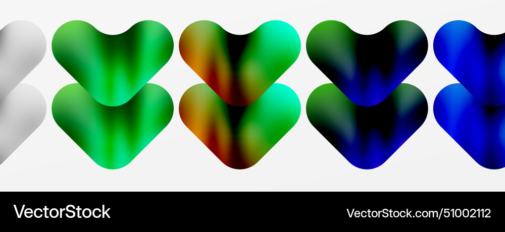 Colorful hearts arranged in a row on white Vector Image