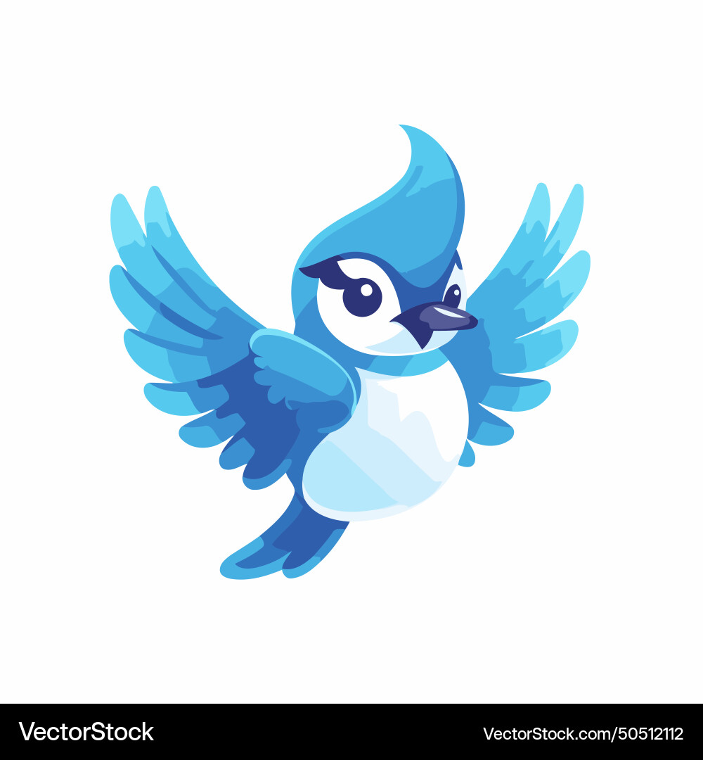 Cute blue bird cartoon isolated on a white Vector Image