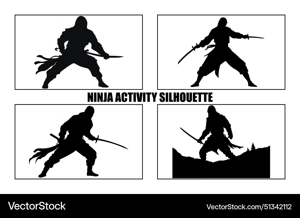 Ninja silhouette on a white background Royalty Free Vector