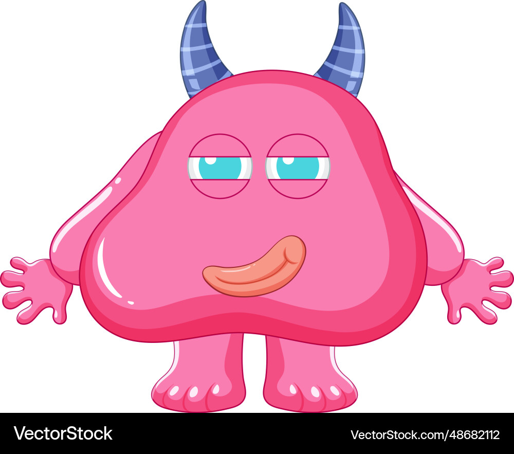 Pink alien monster cartoon character Royalty Free Vector