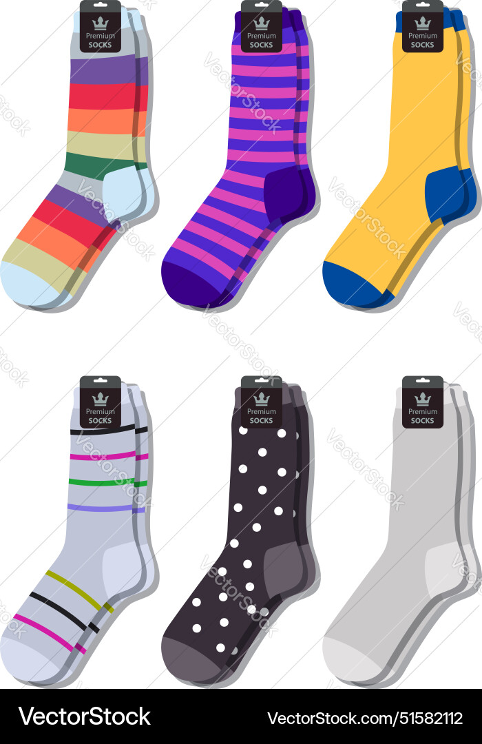 Set of new sock pairs Royalty Free Vector Image