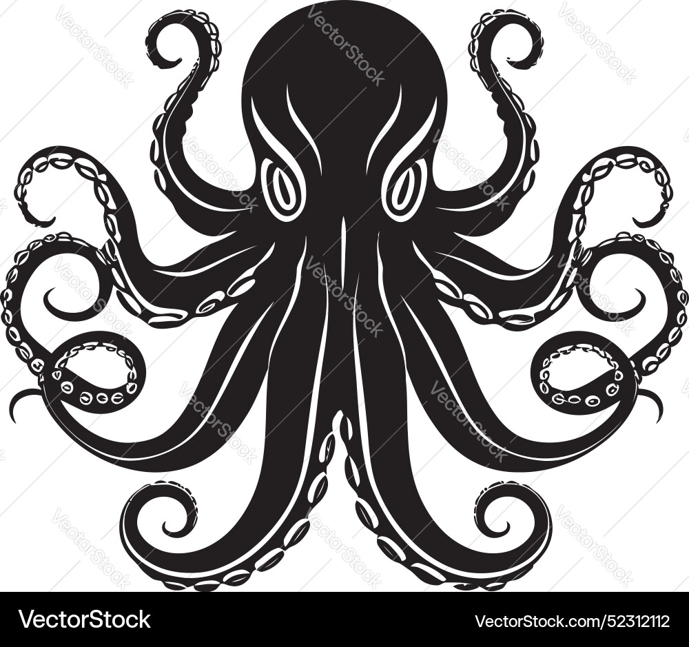 Squid sovereign octopus emblem cerulean Royalty Free Vector