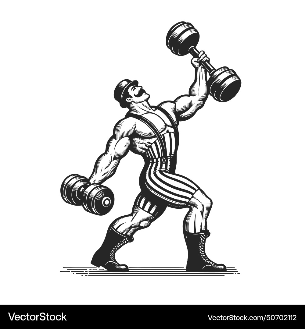 Strongman athlete with dumbbell weight Royalty Free Vector