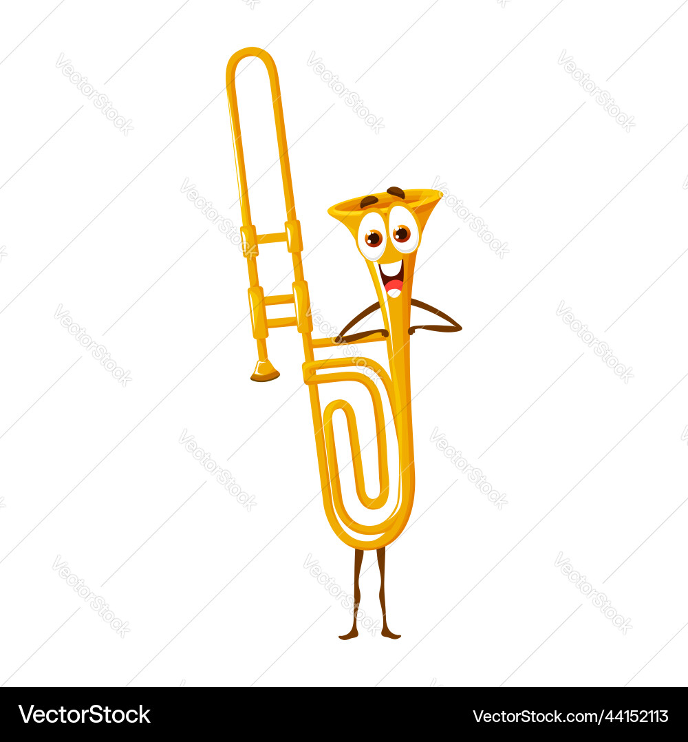 Cartoon musical trombone character horn Royalty Free Vector