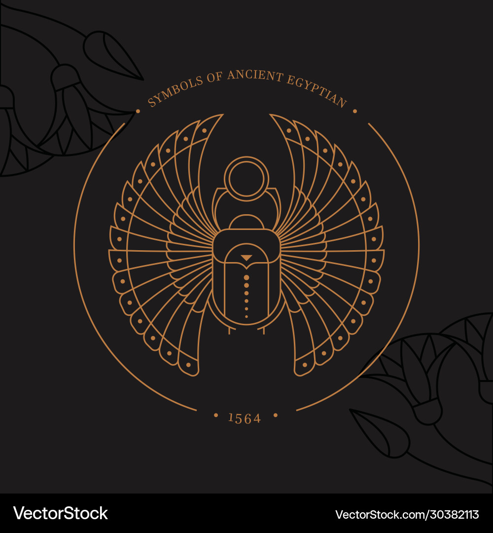 Circular egyptian scarab Royalty Free Vector Image