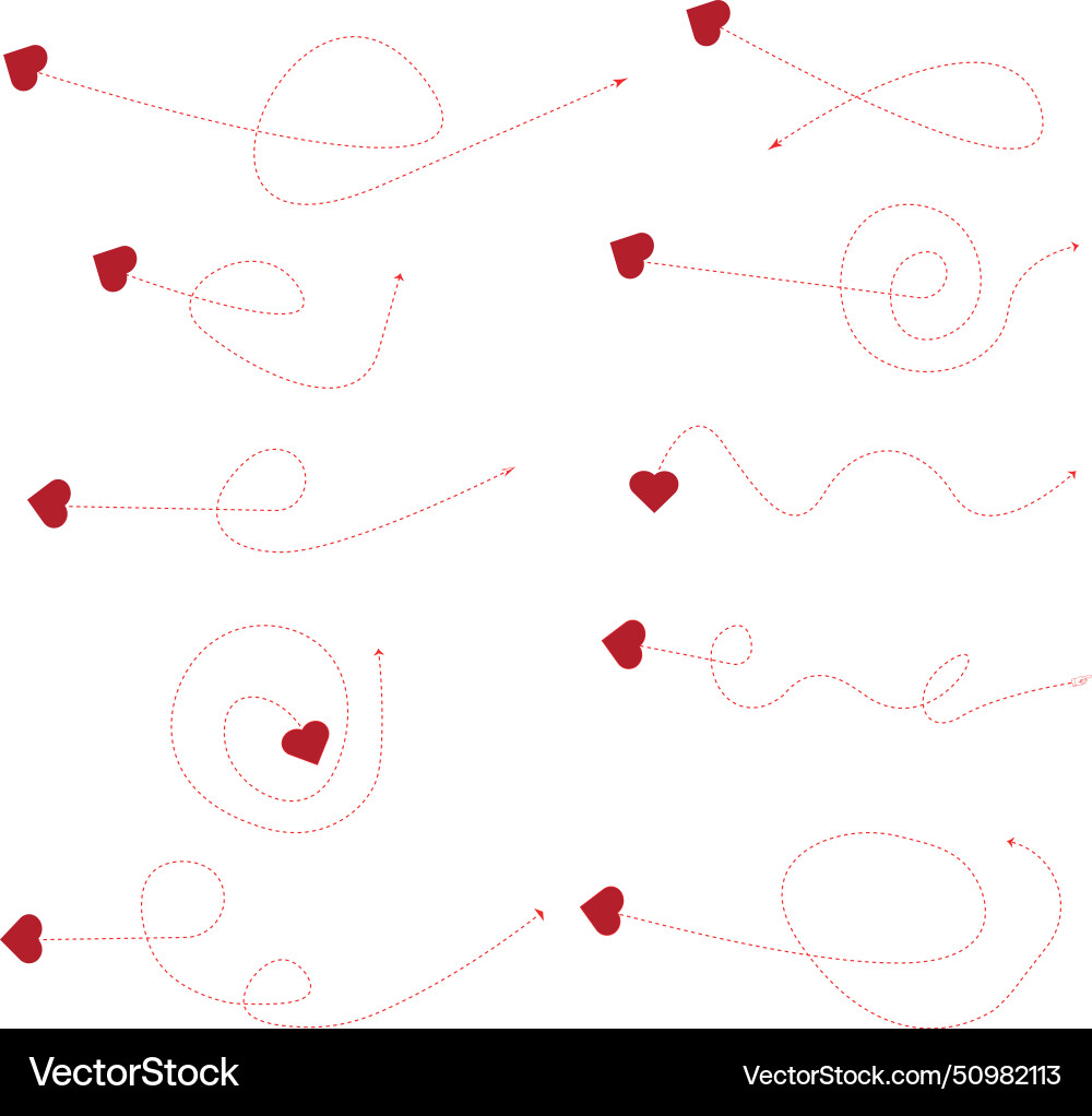 Dashed line with different location arrows Vector Image