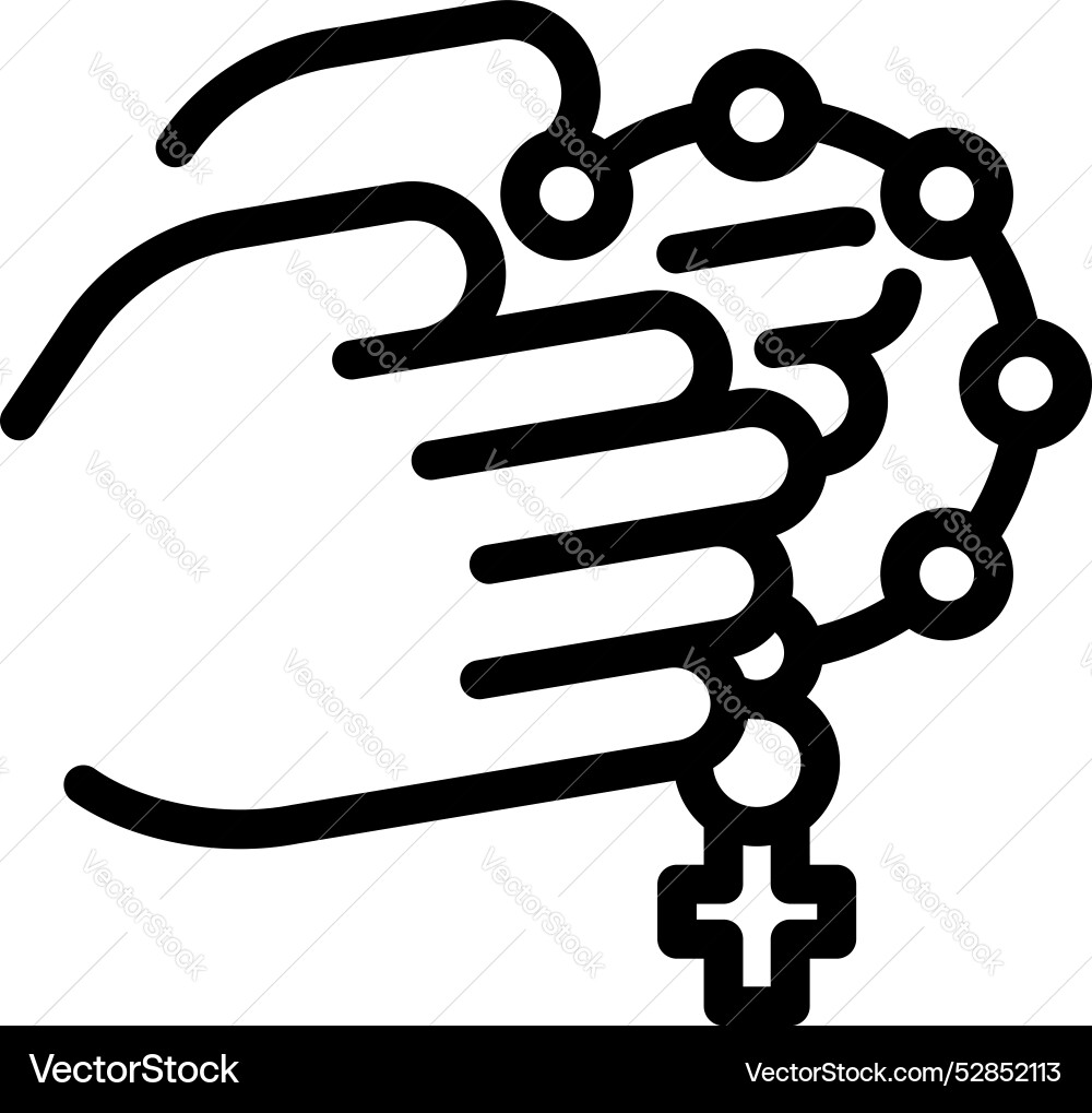 Hands holding rosary praying to god catholicism Vector Image