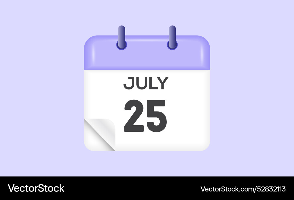 July 25 - calendar and time planner daily Vector Image