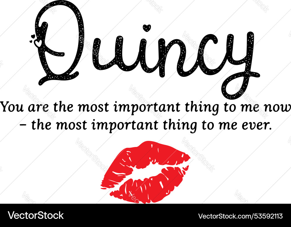 Quincy name with lip Royalty Free Vector Image