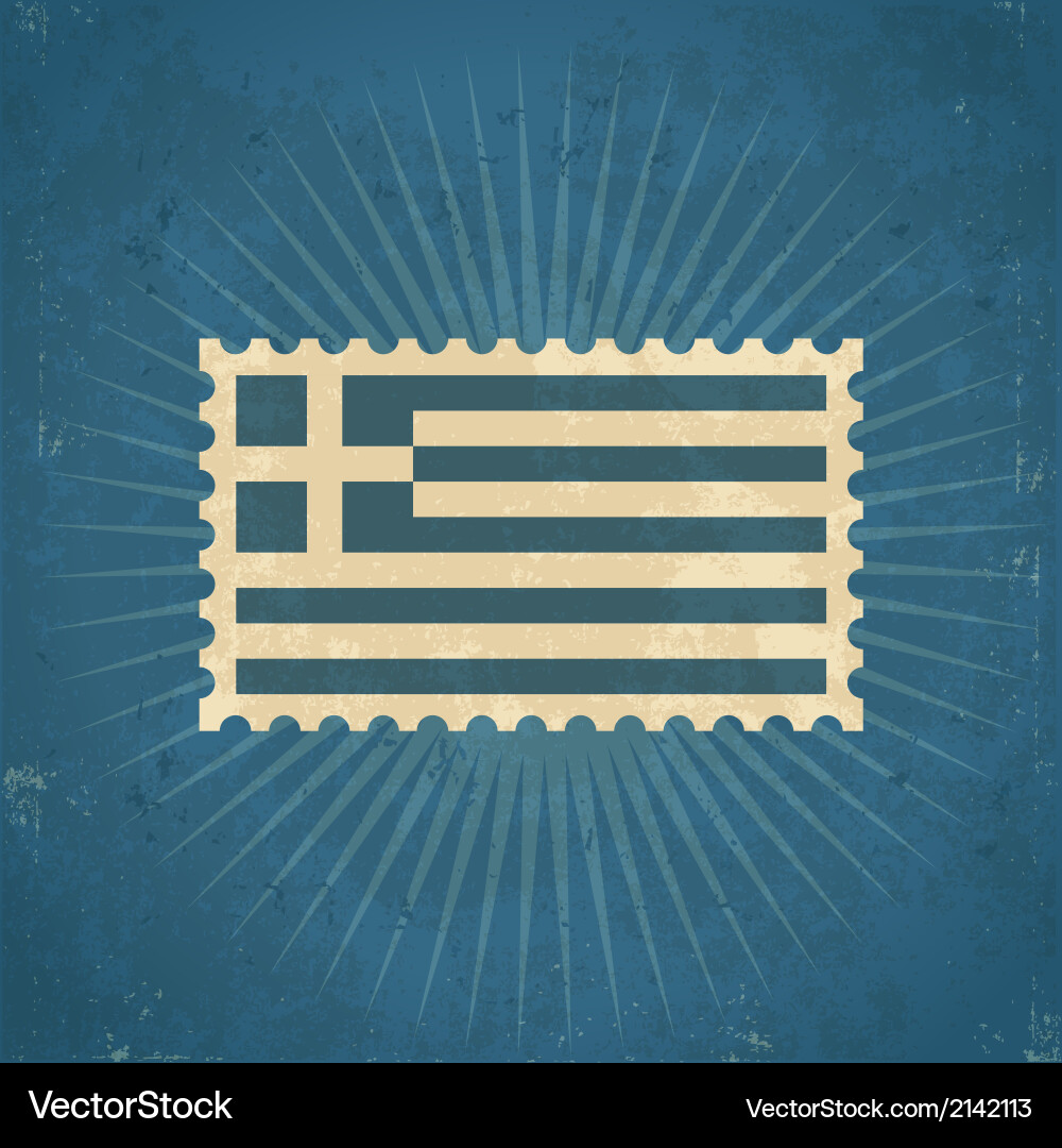 Retro greece flag postage stamp Royalty Free Vector Image
