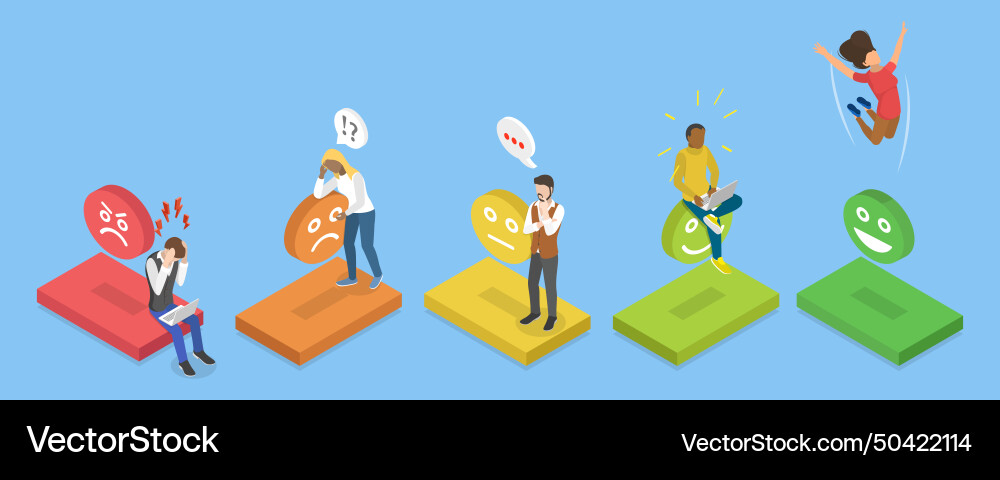 3d isometric flat set of mood scenes Royalty Free Vector