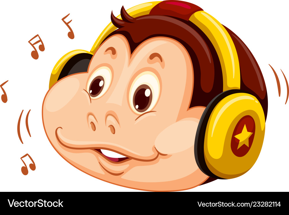 Monkey head listen to music Royalty Free Vector Image