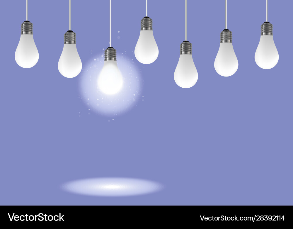 Realistic hanging light bulbs creative concept Vector Image