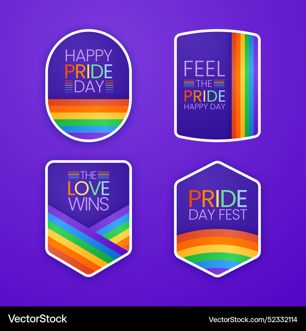 Realistic labels collection for pride month Vector Image