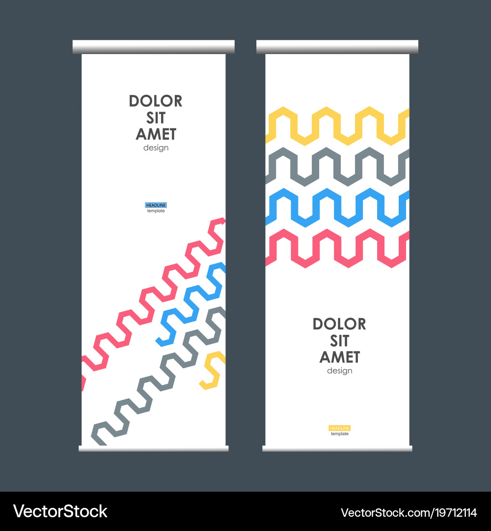 Roll up banner stand with abstract wave Royalty Free Vector