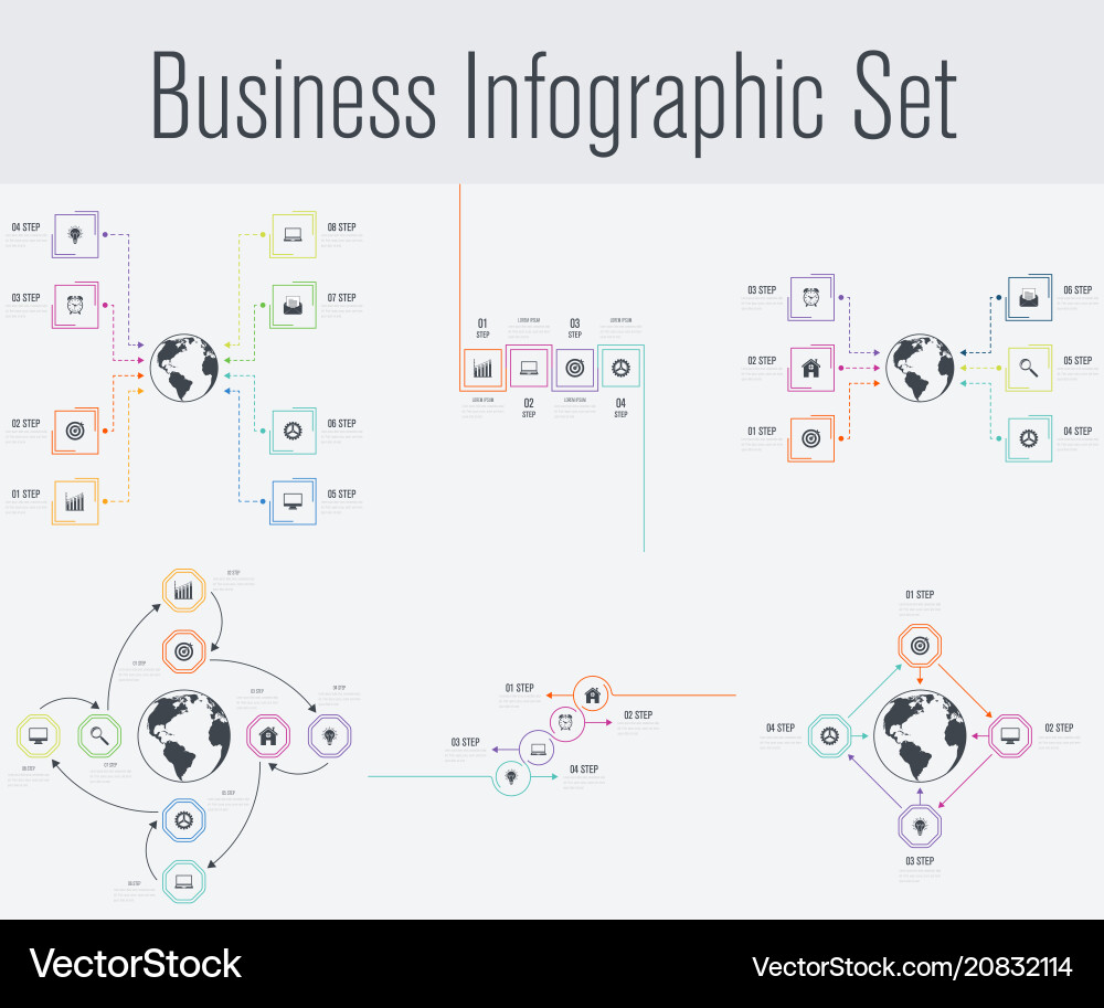 Set with infographics Royalty Free Vector Image