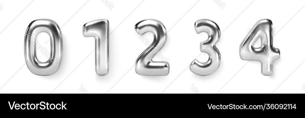 Silver number balloon 0 zero realistic 3d Vector Image