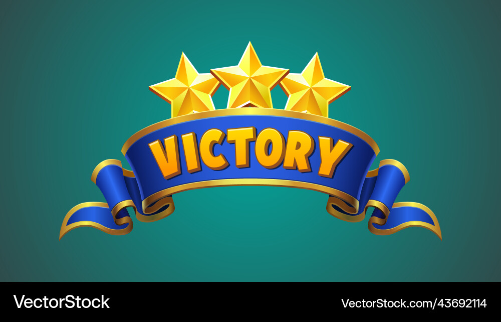 Victory screen with golden stars Royalty Free Vector Image