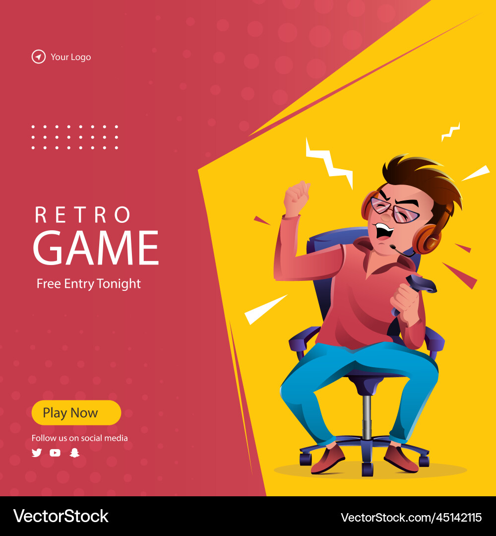Banner design of retro game Royalty Free Vector Image