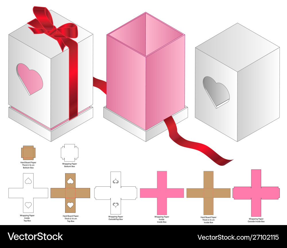 Box Verpackung Stanzschablone Design 3d Mock-up Vektorbild