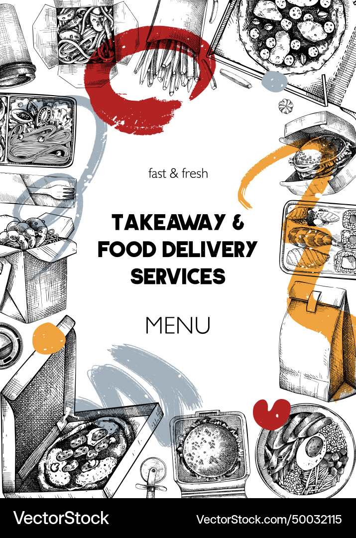 Collage style fast food frame hand-drawn b Vector Image