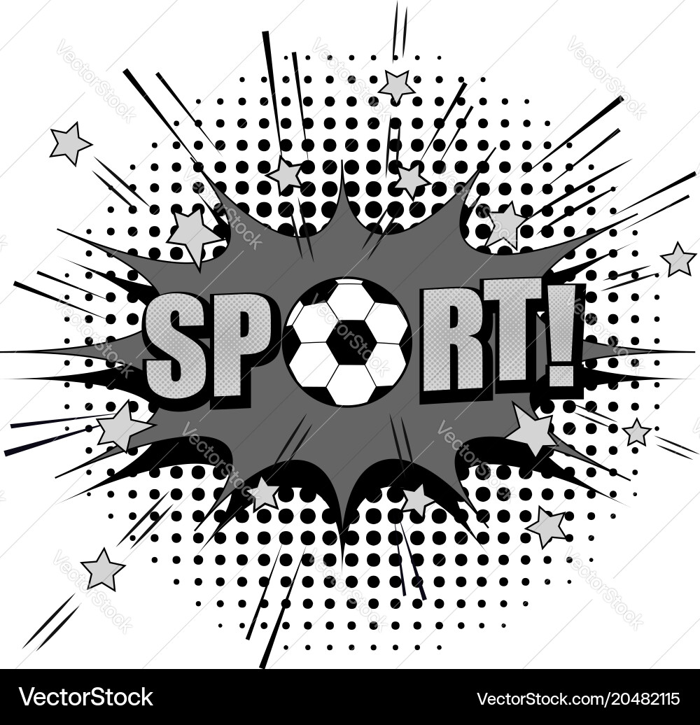 Comic monochrome football concept Royalty Free Vector Image