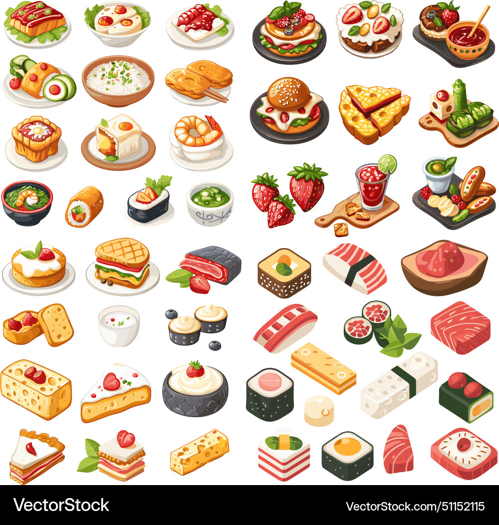 Fast food isometric set pies strudel Royalty Free Vector