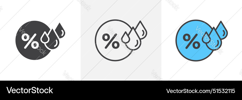Humidity icon set water percentage symbol home Vector Image