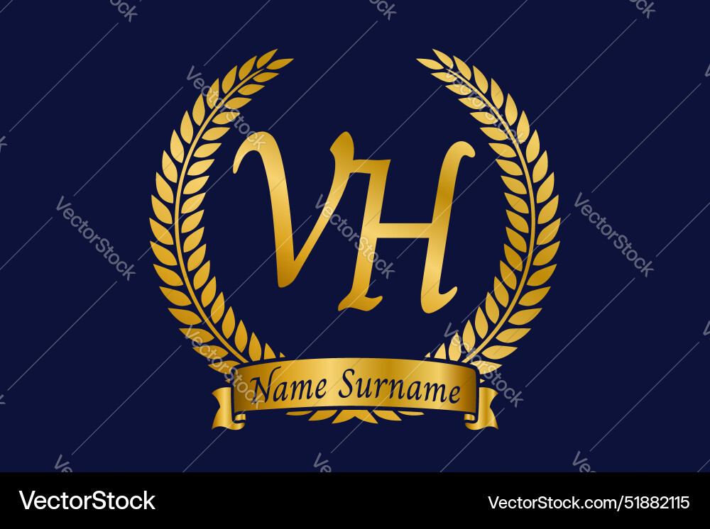 Initial letter v and h vh monogram logo design Vector Image
