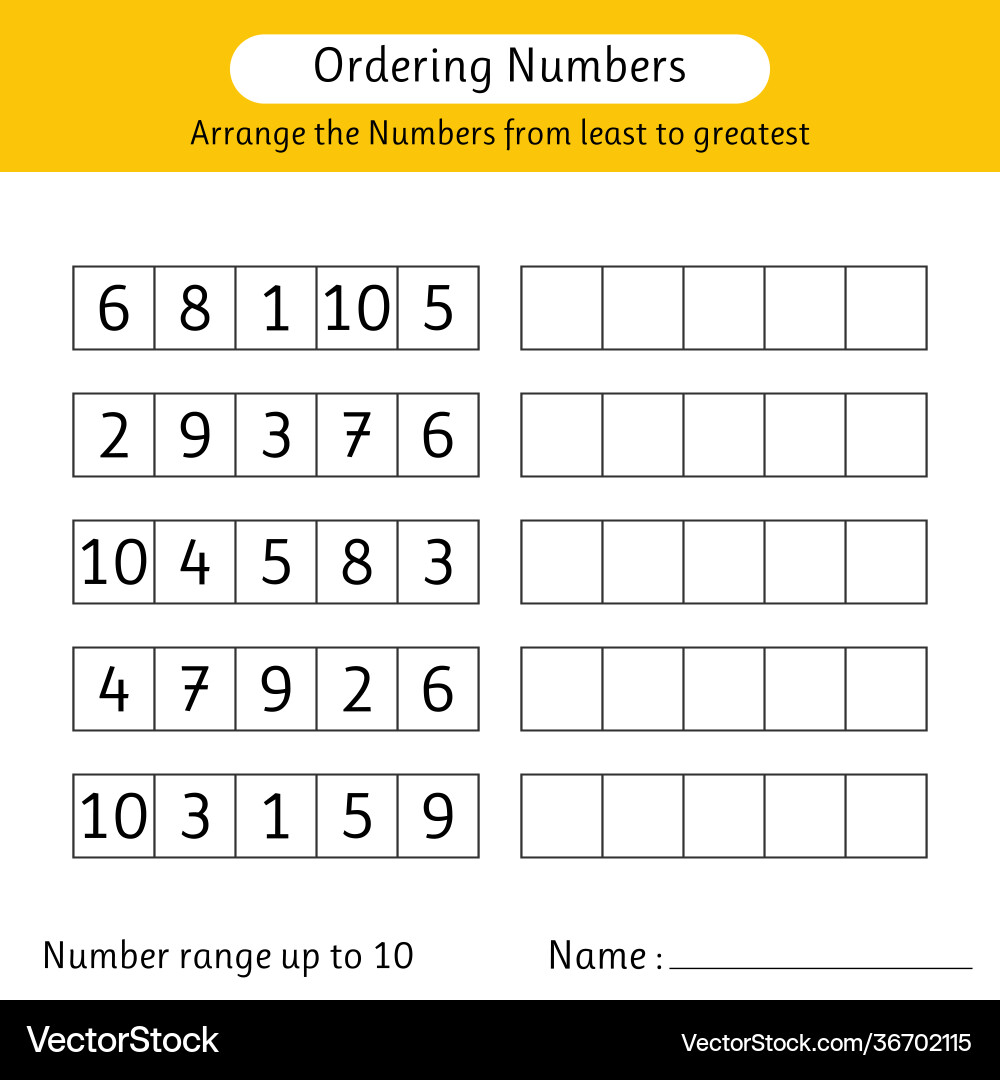 Ordering Numbers Worksheets